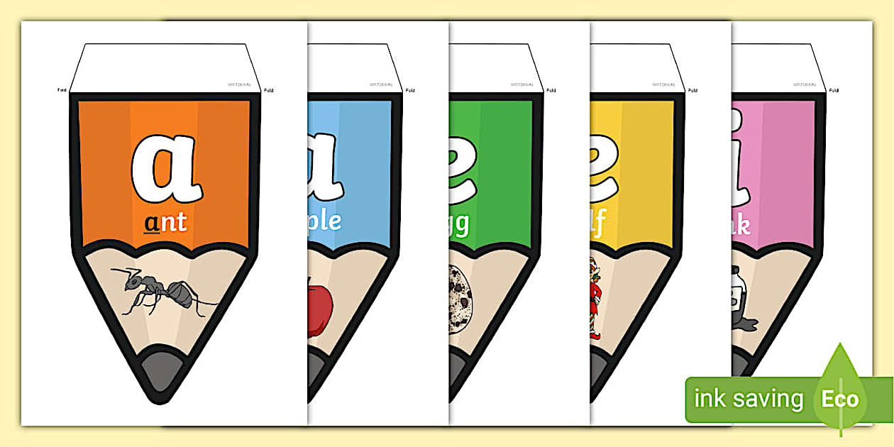 Short Vowel Sound Pencil Themed Display Bunting - Twinkl