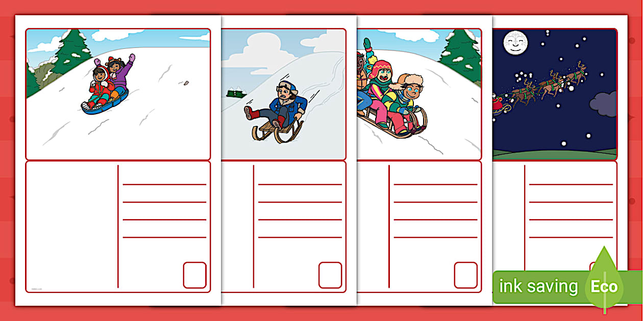 Sleigh Riding Postcards (l'enseignant a fait) - Twinkl