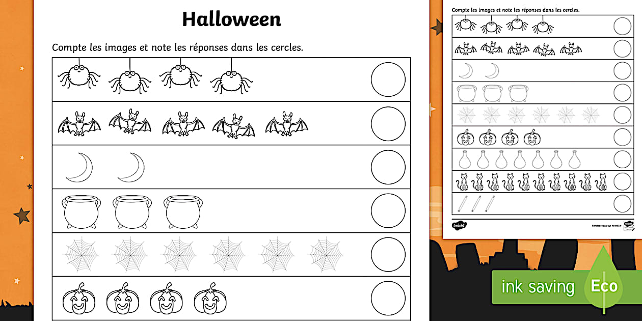 Feuille d'activités pour compter : Halloween - Twinkl