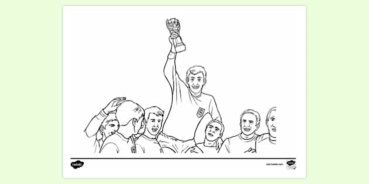 England Win Men's World Cup Colouring Sheet - Resources - Twinkl