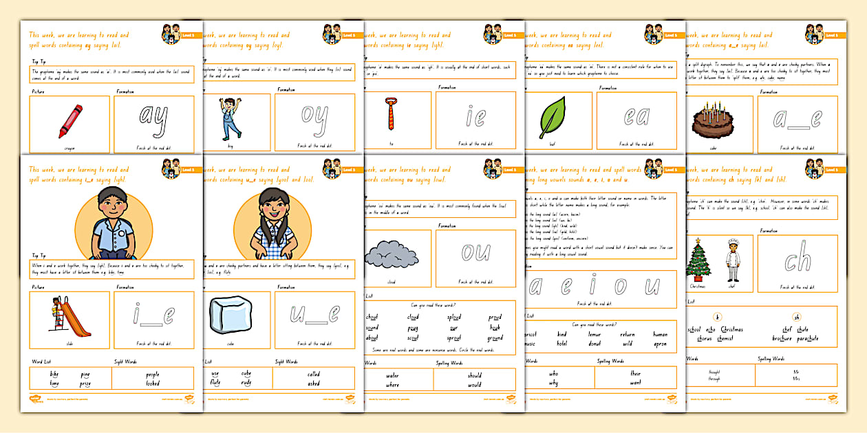 Level 5 Phonics Parent Information Sheets (Weeks 1-10)