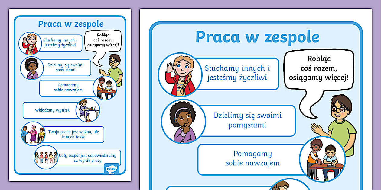 Zasady pracy zespołowej | Plakat | Zachowanie - Twinkl