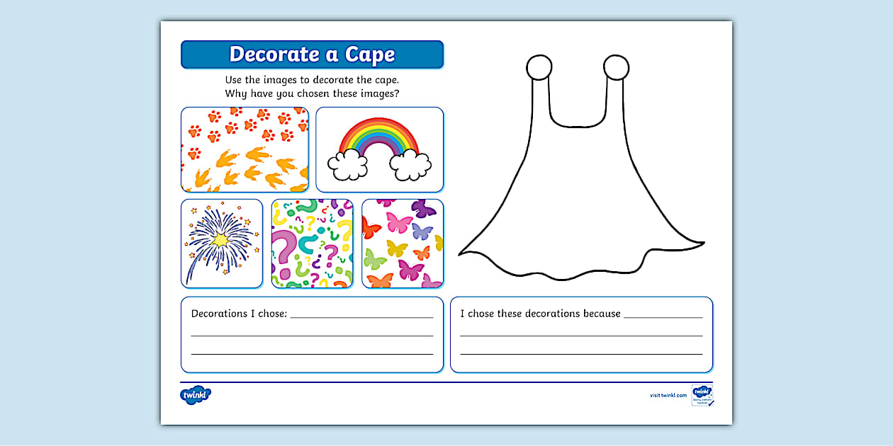 Decorate a Cape Worksheet (teacher made) - Twinkl