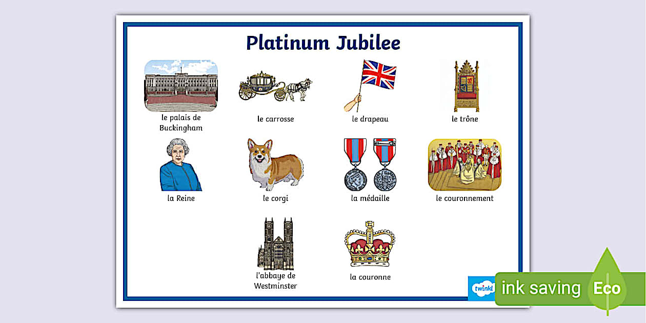 👉 French Platinum Jubilee Word Mat - Twinkl - KS2