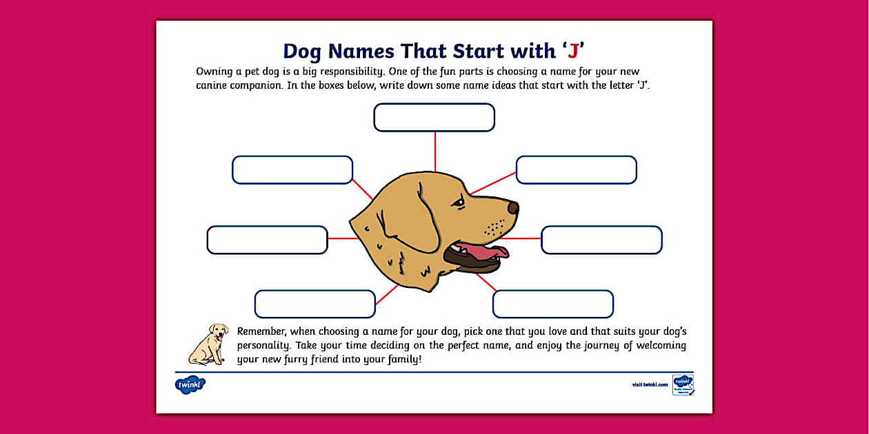 Dog Names That Start with 'J' Activity