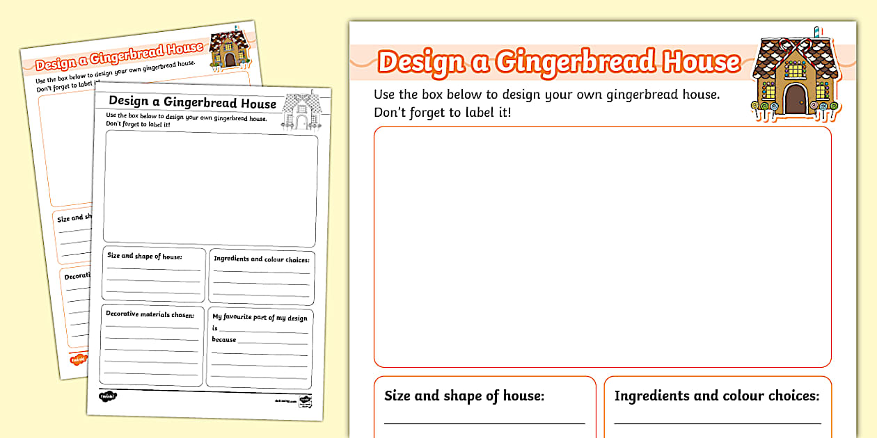 Design a Gingerbread House Worksheet (teacher made) - Twinkl