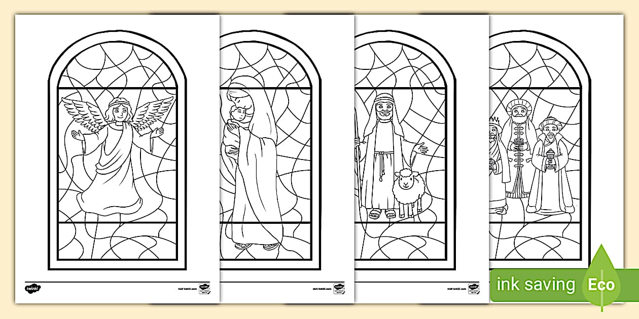 Christmas Stained-glass Window Colouring Pages - Twinkl