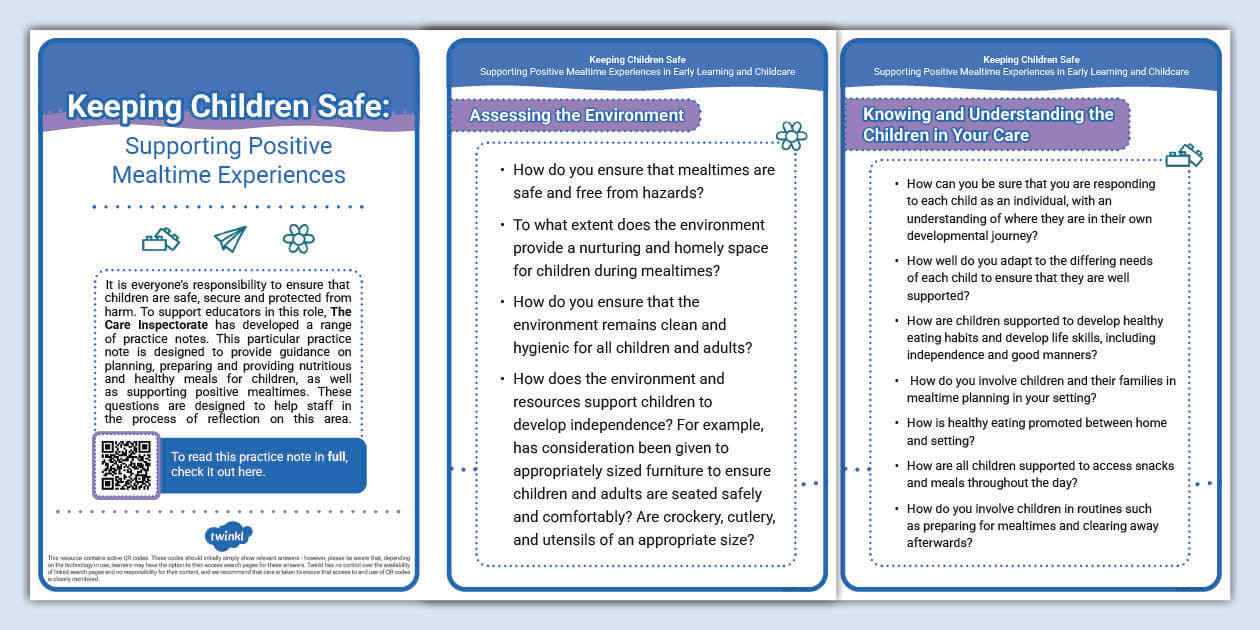Keeping Children Safe: Positive Mealtime Reflection Cards
