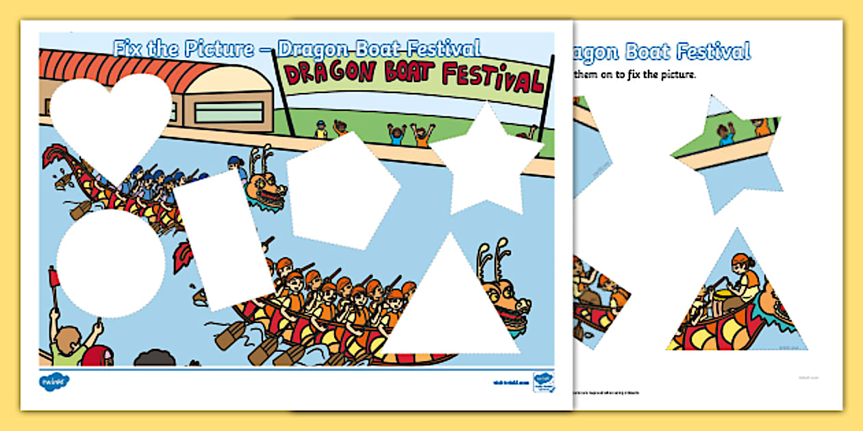 Fix the Picture Dragon Boat Festival Cutting Skills Worksheet