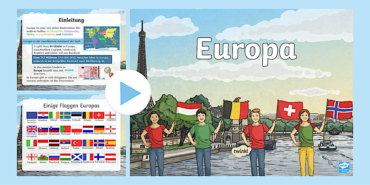 Europa – Informationen PowerPoint Präsentation - Twinkl