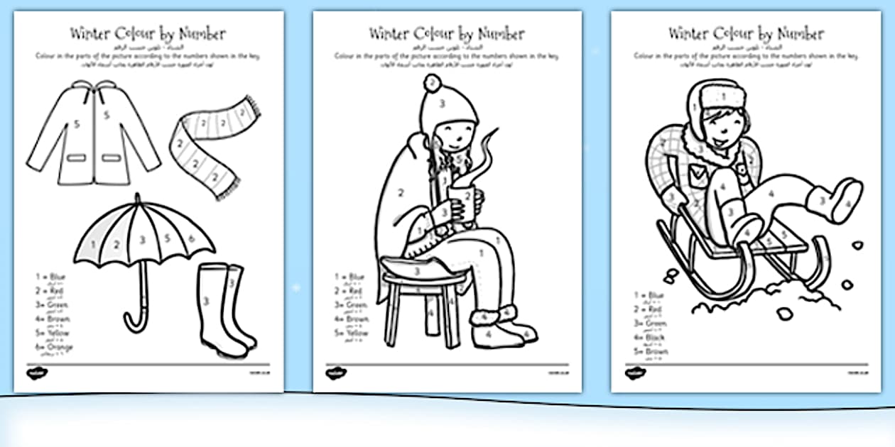 Winter Colour by Number Arabic Translation (teacher made)