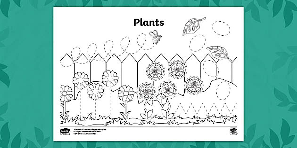 Plants and Flowers Pencil Control Sheet