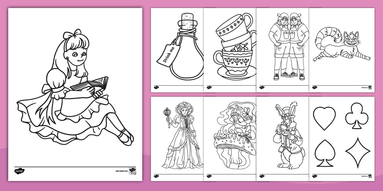 Alice in Wonderland Coloring Sheets (teacher made) - Twinkl