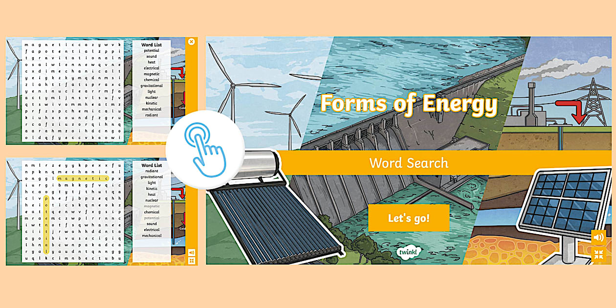 Forms of Energy Interactive Word Search (teacher made)