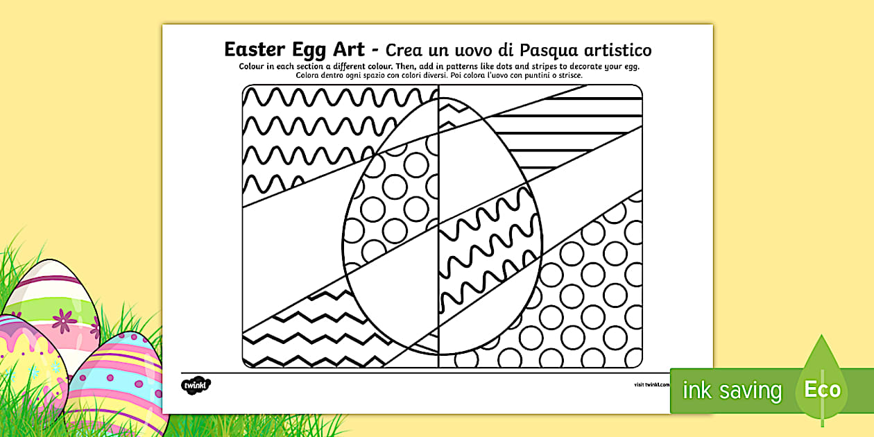 Easter Egg Art Worksheet / Worksheet English/Italian