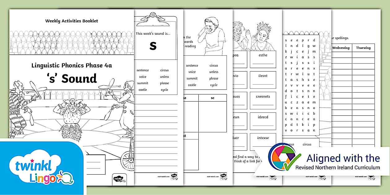 Northern Ireland Linguistic Phonics Phase 4a 's' Sound Weekly Activities