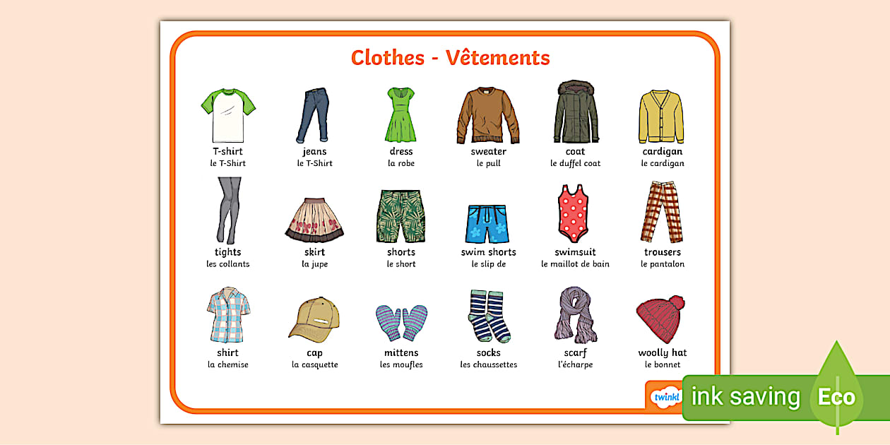 👉 English/French Clothes Word Mat (teacher made) - Twinkl