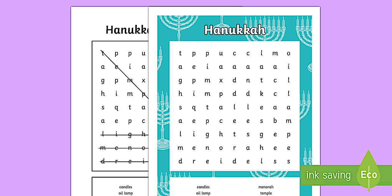 Hanukkah Vocabulary Word Search - ESL Judaism - Twinkl