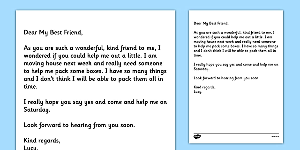 Editable Please Can You Help Example Letter (teacher made)