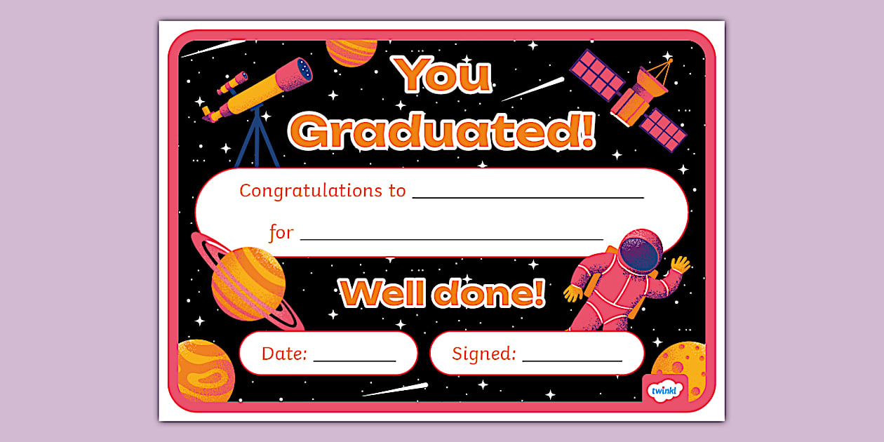 Space-Themed Graduation Certificate (teacher made) - Twinkl