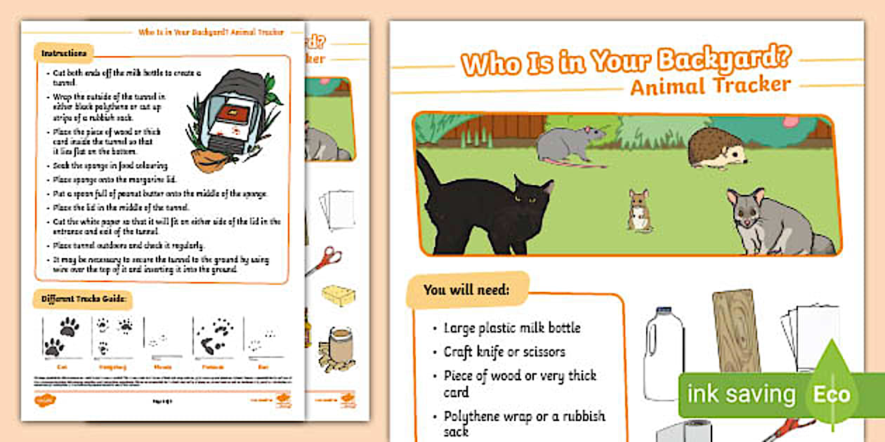 Black and White Who Is in Your Backyard Animal Tracker Activity