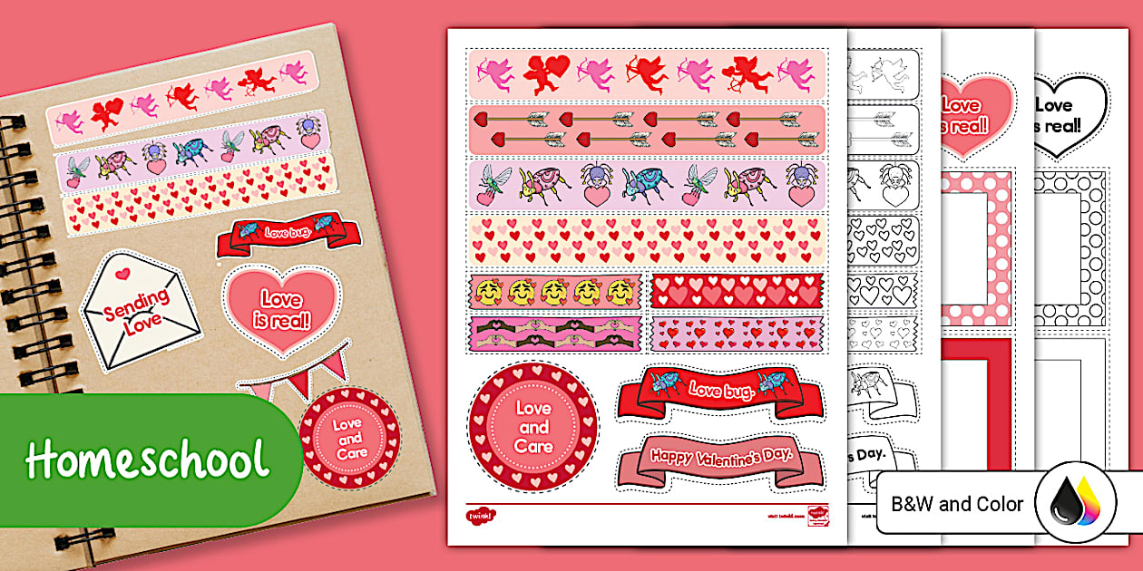 Valentine’s Day Scrapbook Cutouts (teacher made) - Twinkl