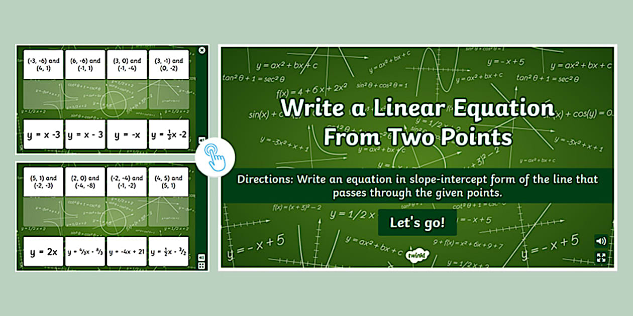 Eighth Grade Write a Linear Equation From Two Points Interactive ...