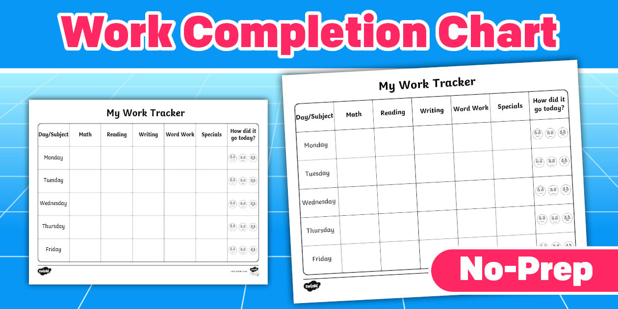 Editable My Work Tracker: Work Completion Chart