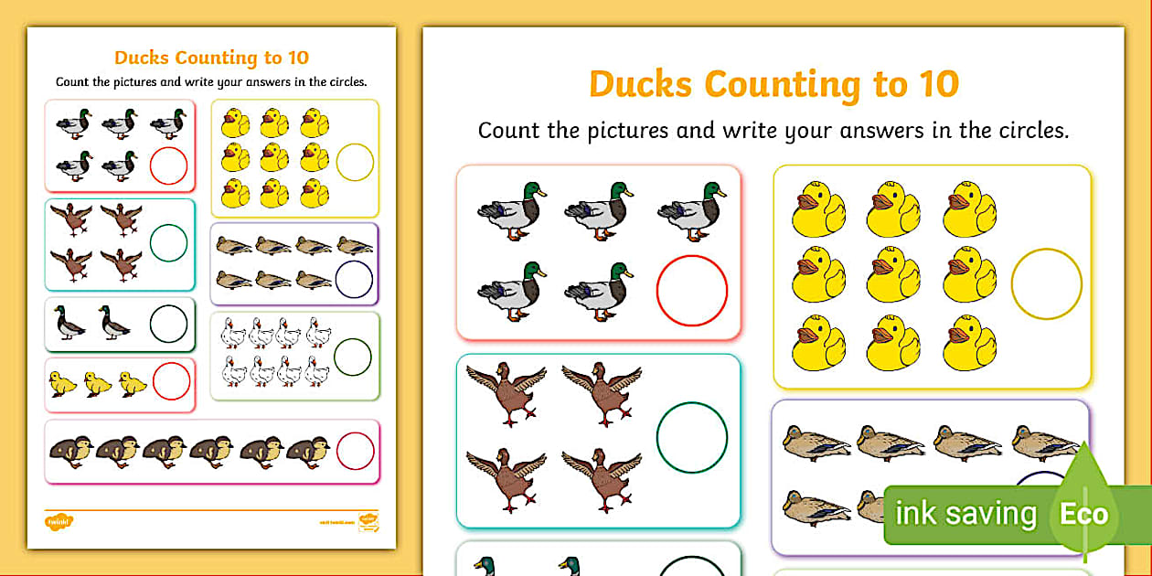 Duck-Themed Count to 10 Activity Sheet - KS1 - Number