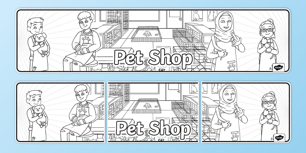 Pet Shop Colouring Display Banner (teacher made) - Twinkl