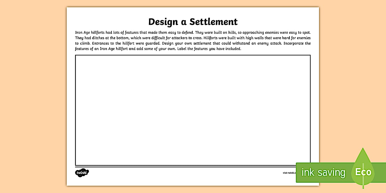 KS2 Design a Settlement Worksheet - Twinkl