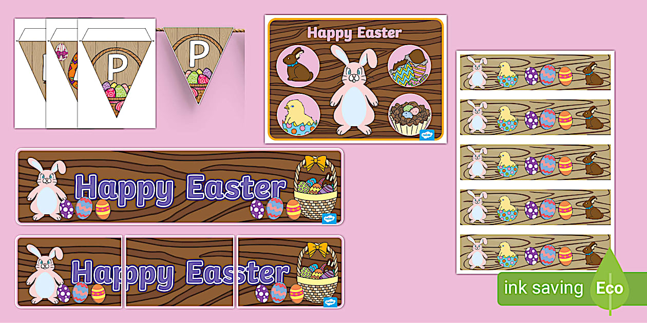 Wooden Easter Theme Display Pack (teacher made) - Twinkl
