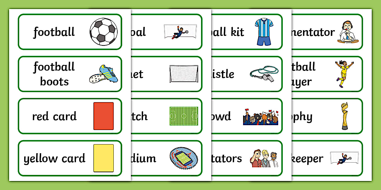 Football Word Cards - PE - Vocabulary - Twinkl