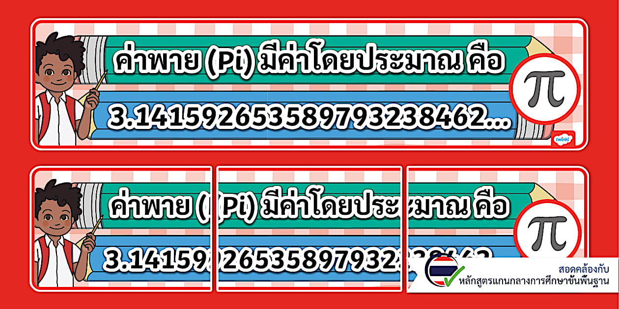 ป้ายตกแต่งค่าพาย (Pi) - Maths Pi Day: Digits of Pi Banner