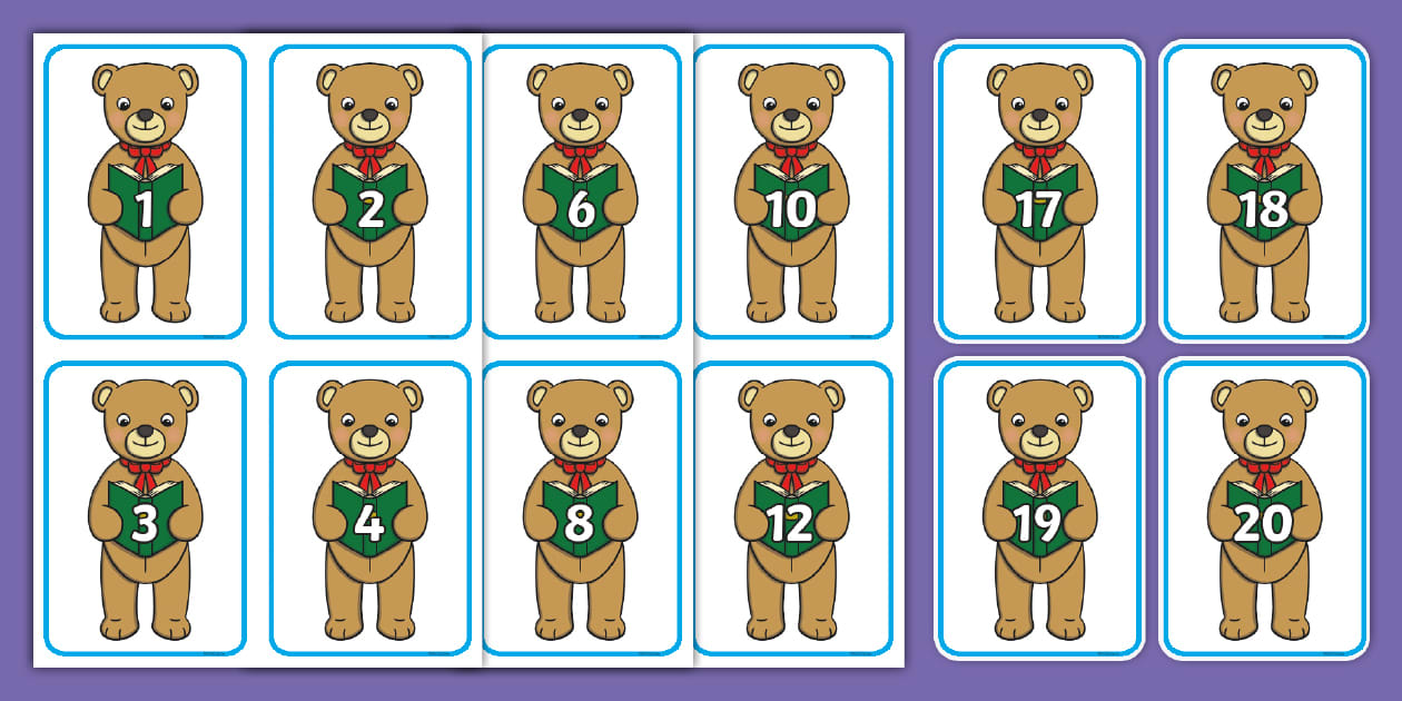 Teddy Bear 0-20 Number Cards (teacher made) - Twinkl