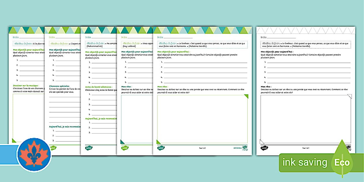 Interactive Weekly Wellbeing Journal French | Twinkl CA