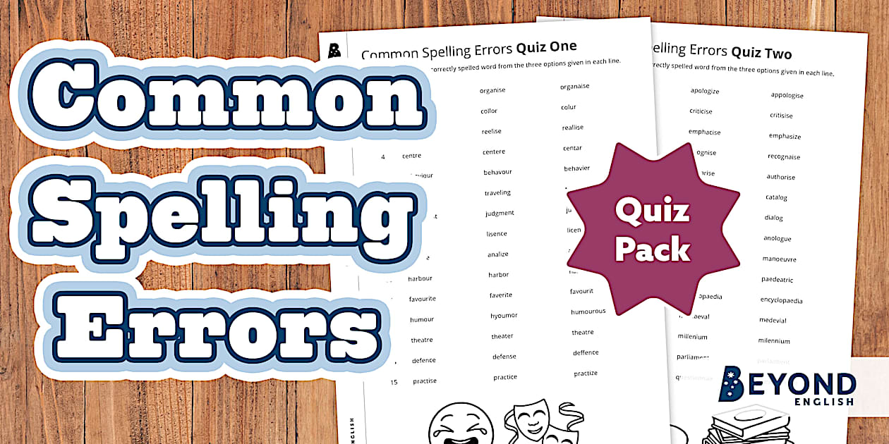 Common Spelling Errors Quiz Pack