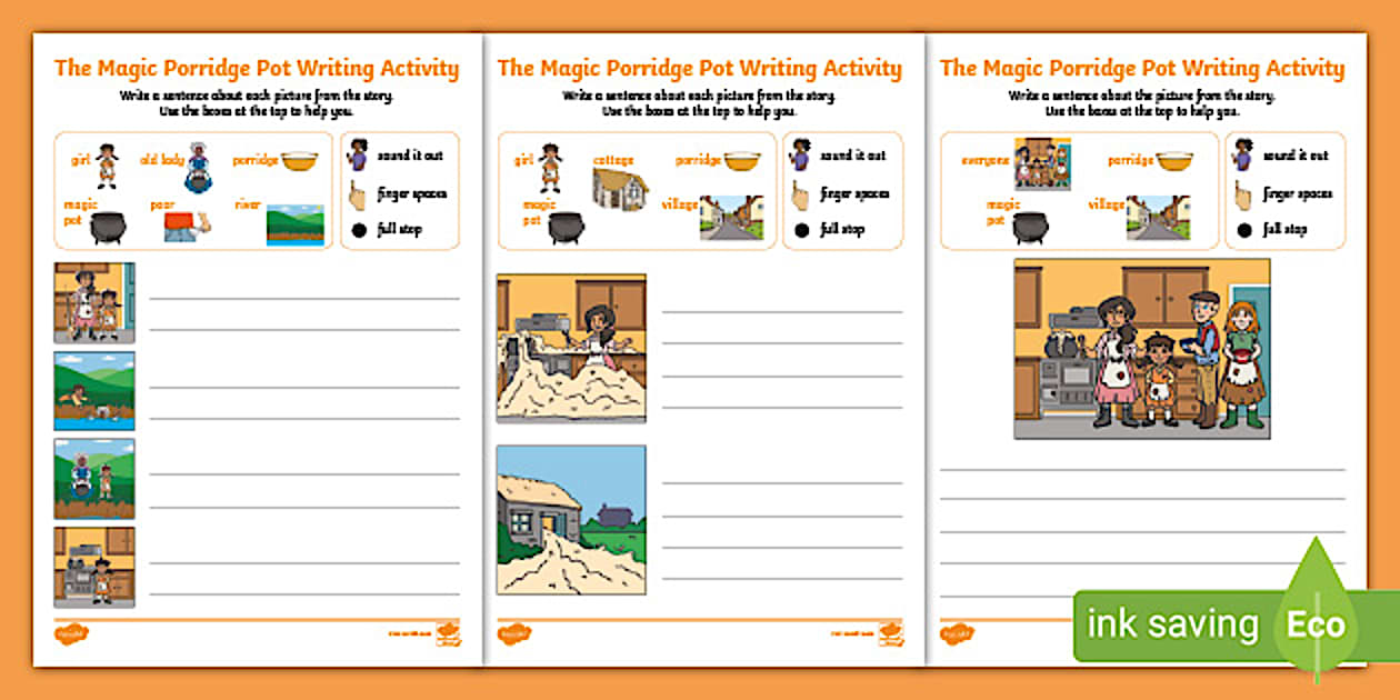 The Magic Porridge Pot Early Writing Activities - Twinkl