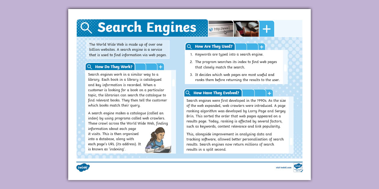 Search Engines Fact File - Twinkl - KS2 (teacher made)