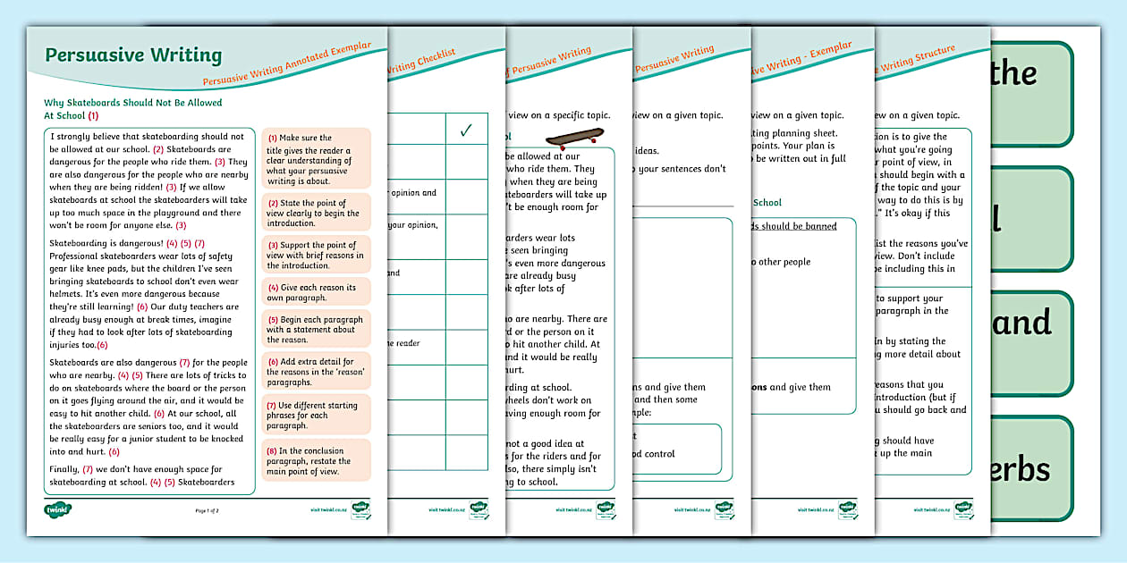 Level 2 Writing - Persuasive Writing Exemplar & Planning Pack