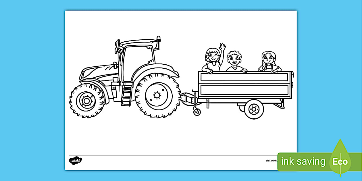 Tractor with Trailer Colouring Page (professor feito)