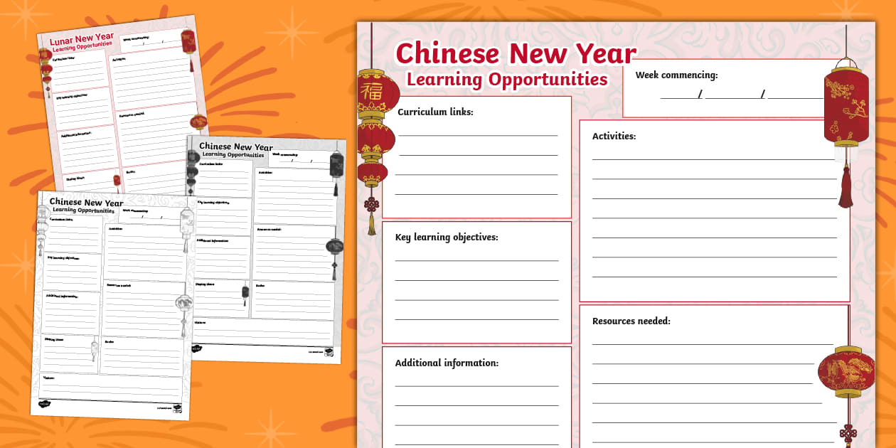 Chinese New Year Learning Opportunities Planner - Twinkl