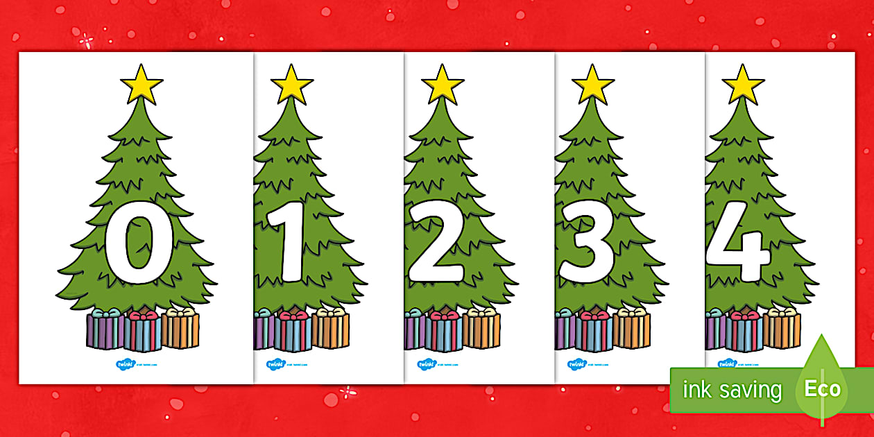 Numbers 0-30 on Christmas Trees (Plain) (teacher made)
