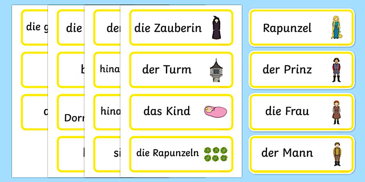 Dyslexic Rapunzel Word Cards German / Deutsch (teacher made)