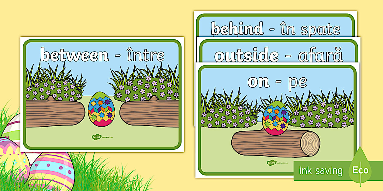 Easter Egg Positional Language Display Posters English/Romanian ...