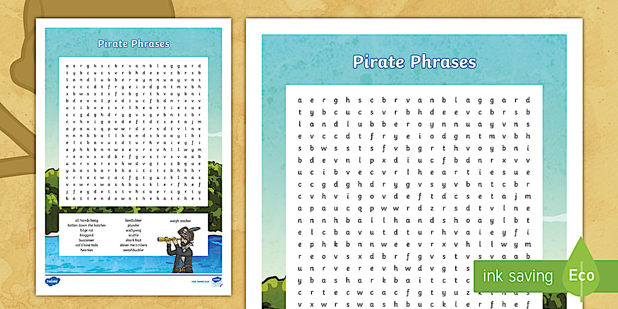 Pirate Phrases Word Search (teacher made) - Twinkl