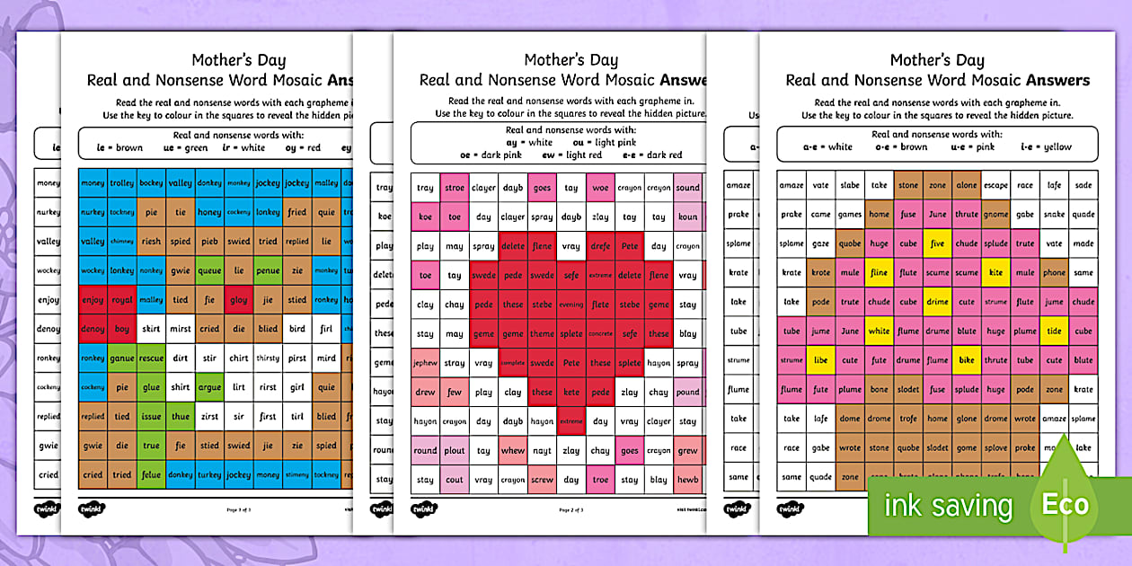 Fun Mother's Day Phonics Mosaic Activity - Twinkl