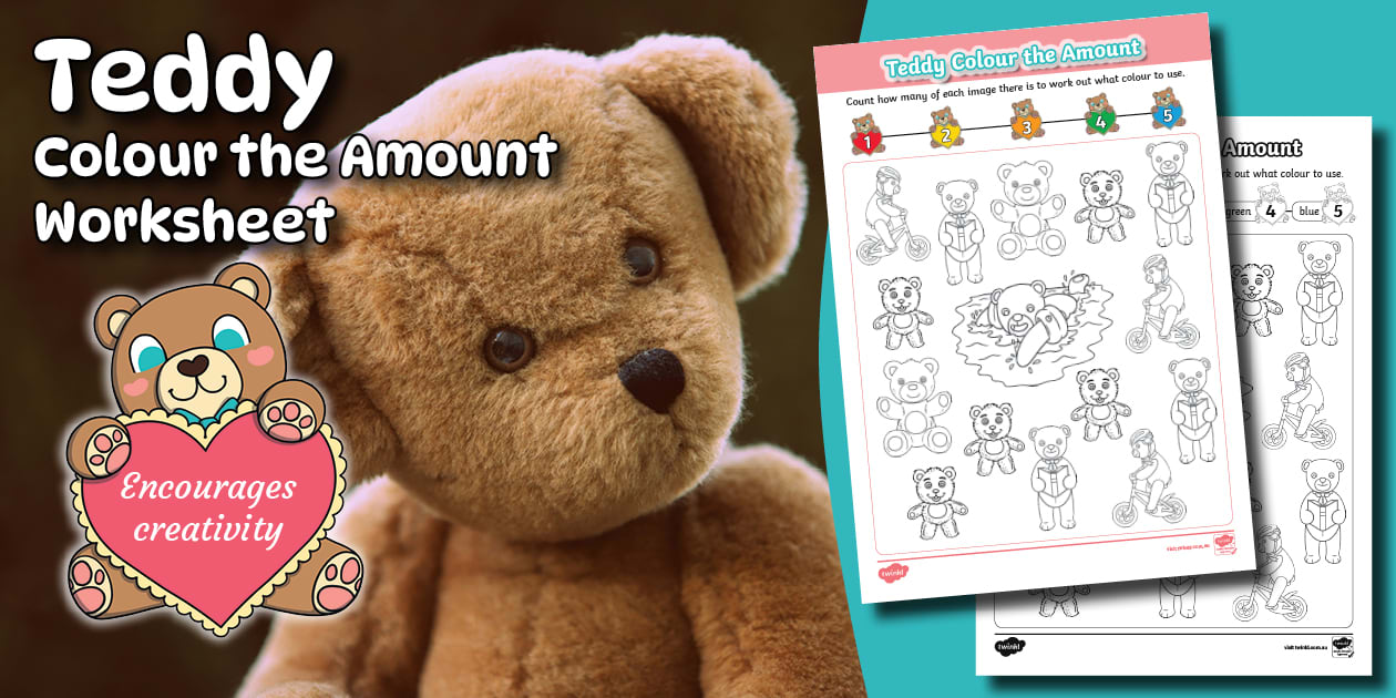 Teddy Colour the Amount Worksheet