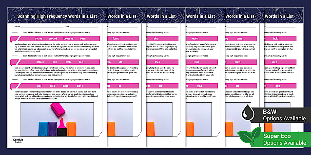 Reinforcing Spelling: High Frequency Words Activity Sheets