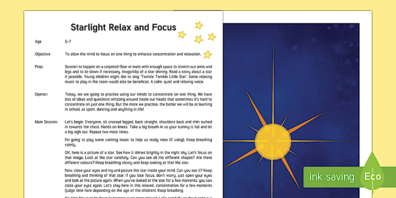 Yoga Starlight Relax and Focus Session Activity - Twinkl